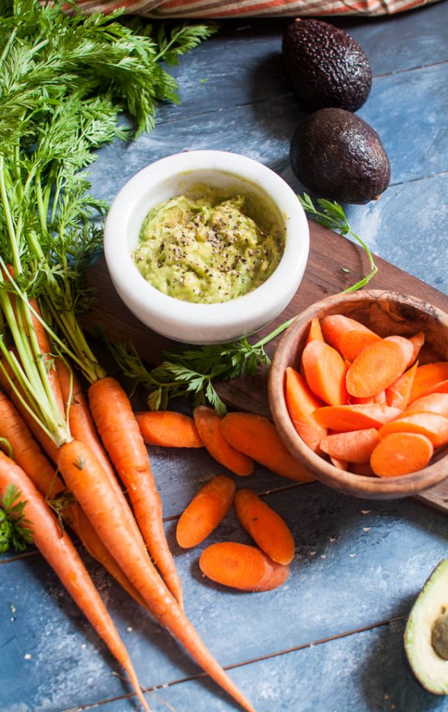 Guac with Carrots: a High Fiber Snack - The Passionate Vegan